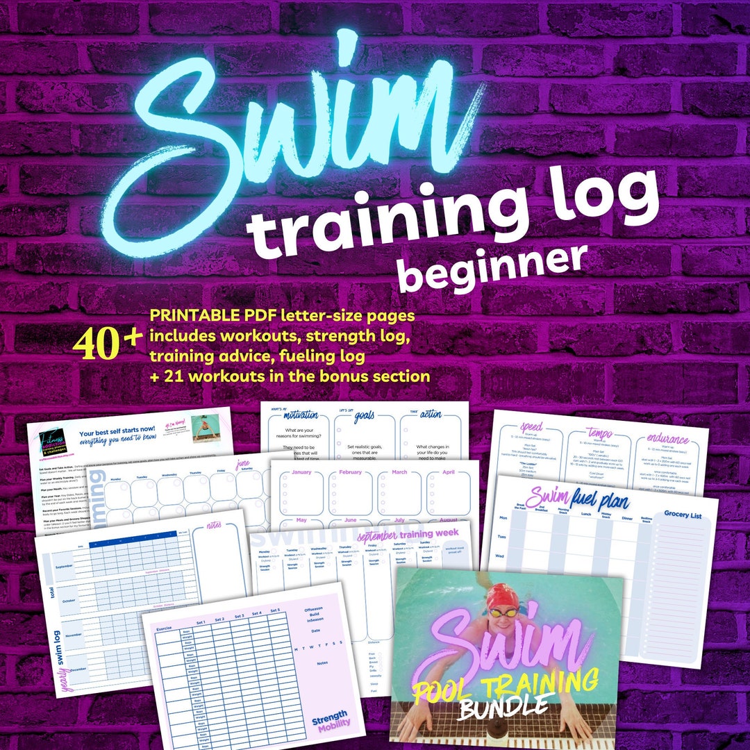 Beginner Swim Training Planner, Weekly Pool Workouts, Swimming Log ...
