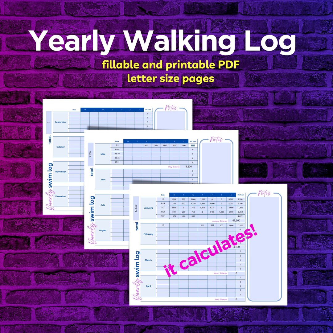 Monthly Walking Log Chart, Walking Tracker, Walking Challenge, 30-day ...