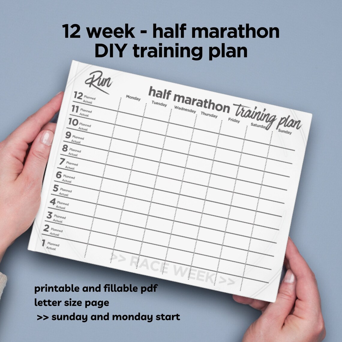 12 Week Half Marathon, Training Plan Template, Train Half Marathon ...