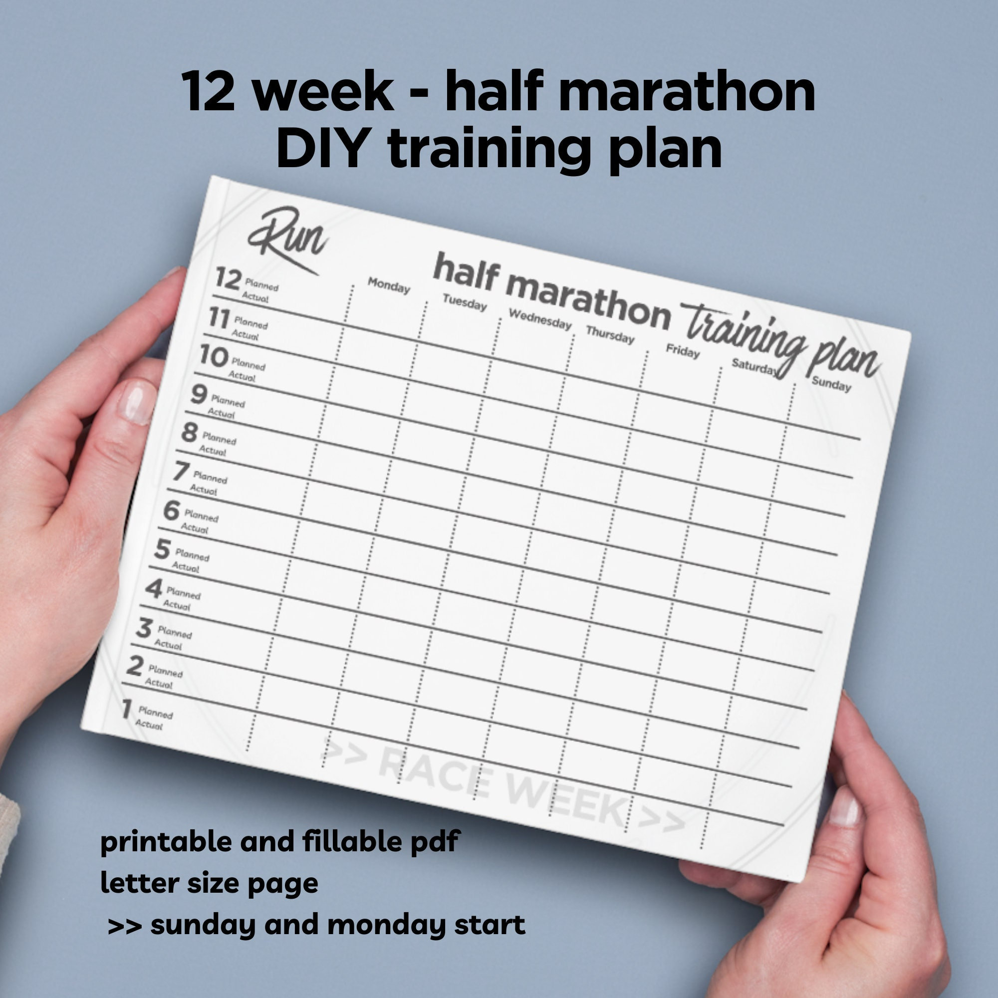 12 Week Half Marathon, Training Plan Template, Train Half Marathon ...