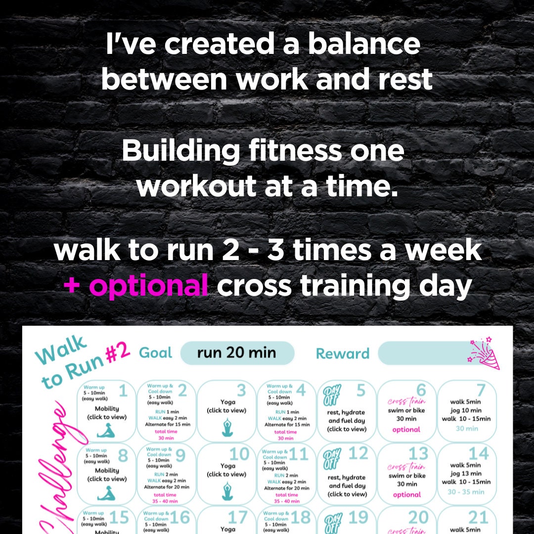 Walk to Run 4 Week Training Plan Beginners Running 5K - Etsy