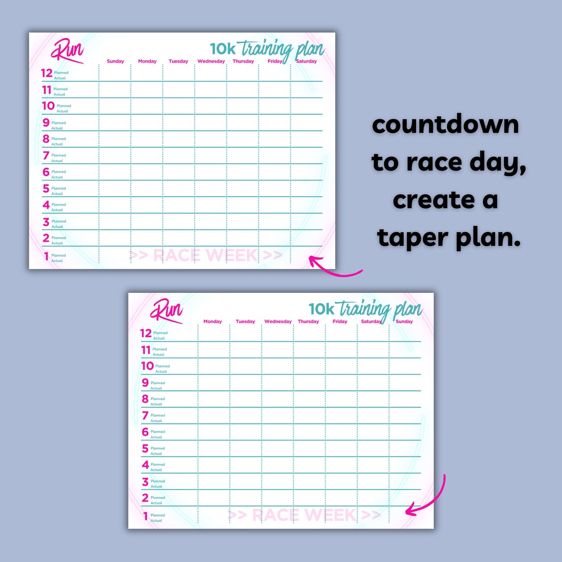 12 Week 10K Run, Training Plan Template, Self Coached Runner, Train 10K ...