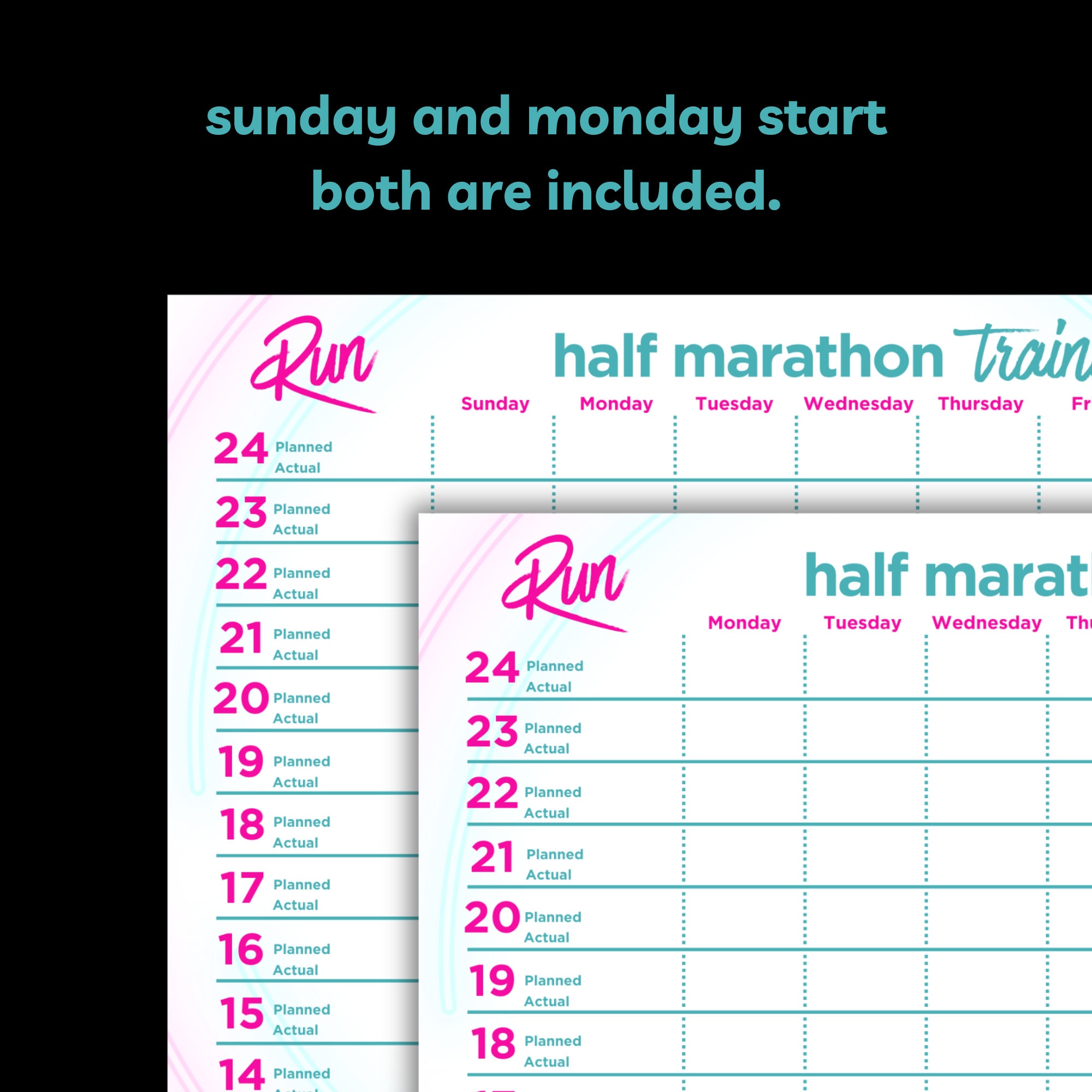 24 Week Half Marathon Training Plan Template, Train Half Marathon, Half ...