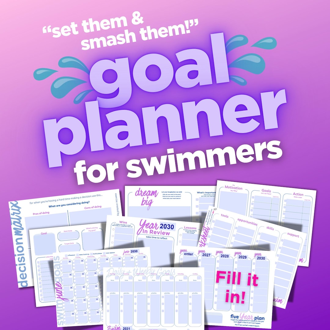Goal Setting for Swimmers, Annual Goal Setting Planner, Fillable ...
