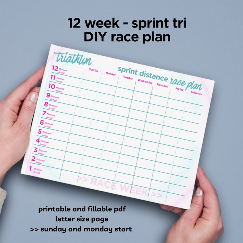 12 Week Sprint Distance Triathlon, Training Plan Template, Sprint ...