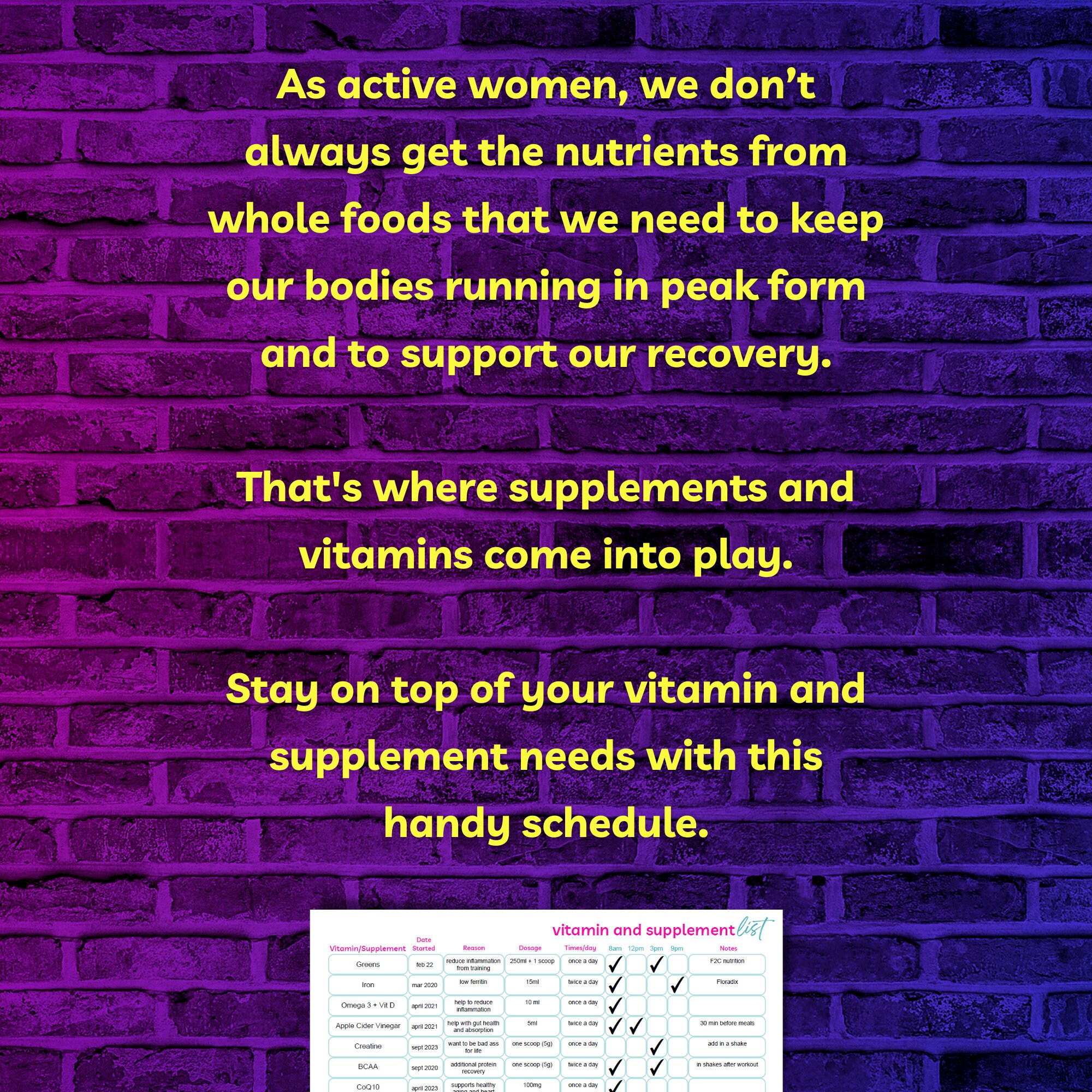 Daily Vitamin and Supplement Tracker, Vitamin List Fillable PDF ...