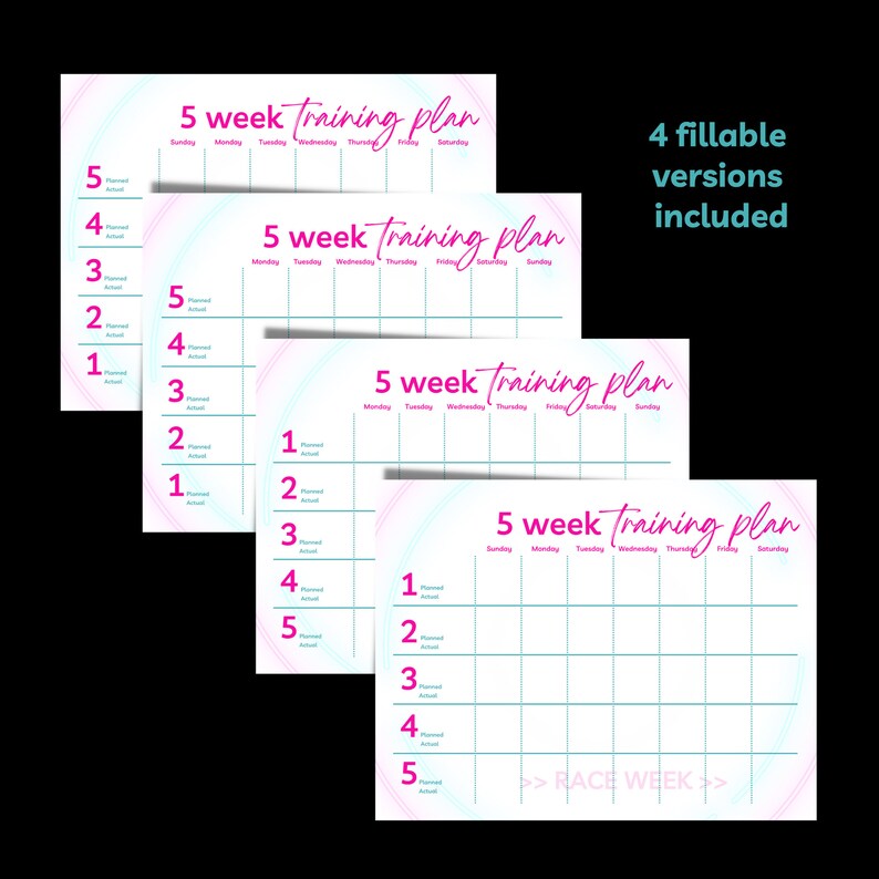 5-week Training Plan Template, Self Coached Athlete, Endurance Race ...