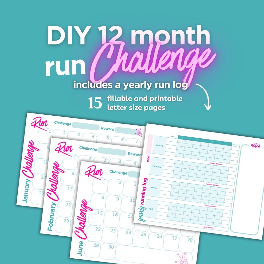 DIY Monthly Run Challenge, 30 Day Run Challenges, Yearly Run Log ...