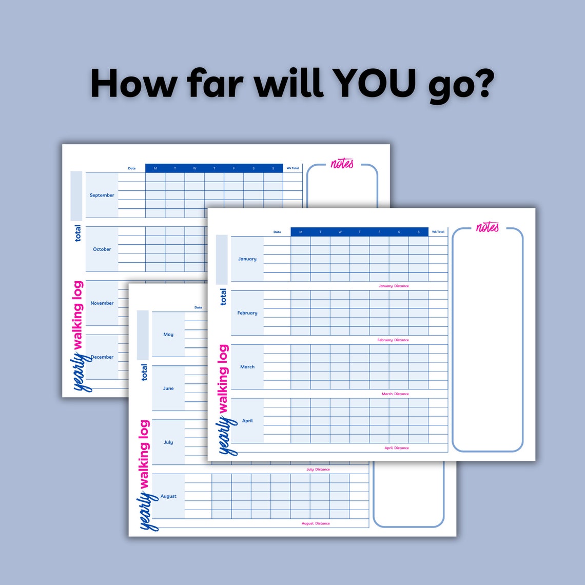 Monthly Walking Log Chart, Walking Tracker, Walking Challenge, 30-day ...