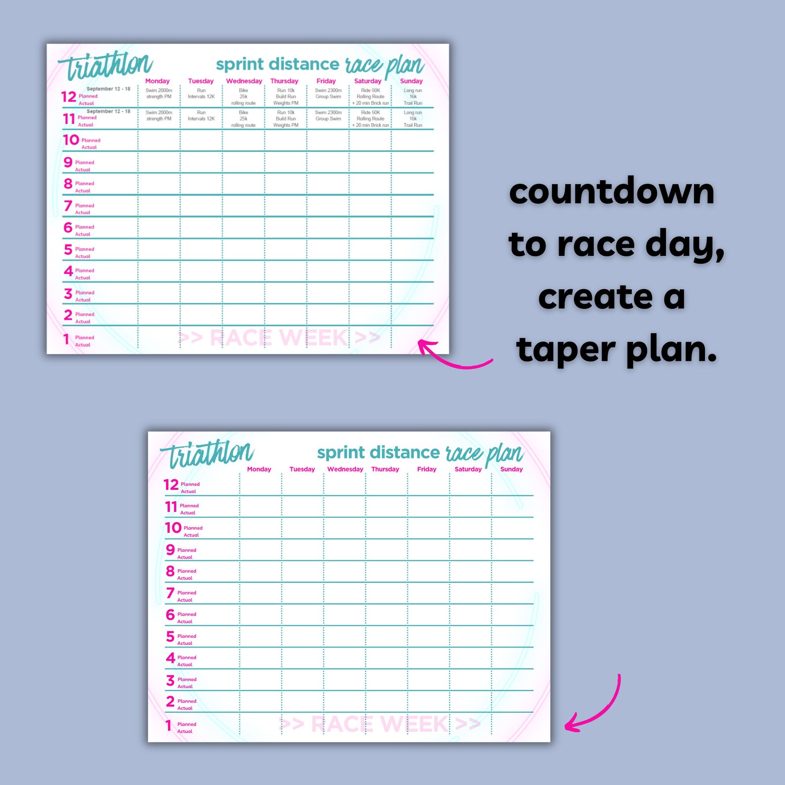12 Week Sprint Distance Triathlon, Training Plan Template, Sprint ...