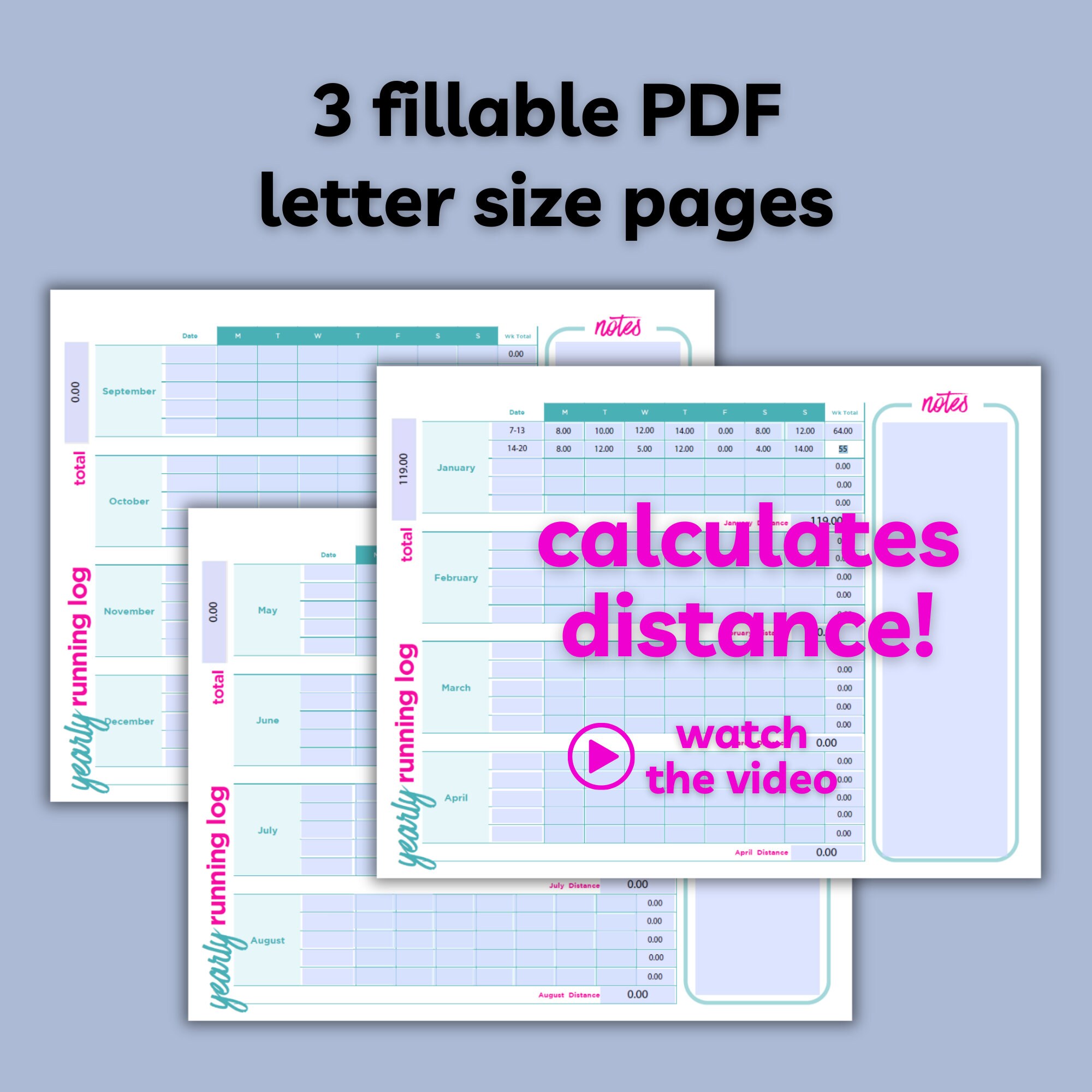 Running Record Sheet, Yearly Run Log, Monthy Running Log, Running Log ...
