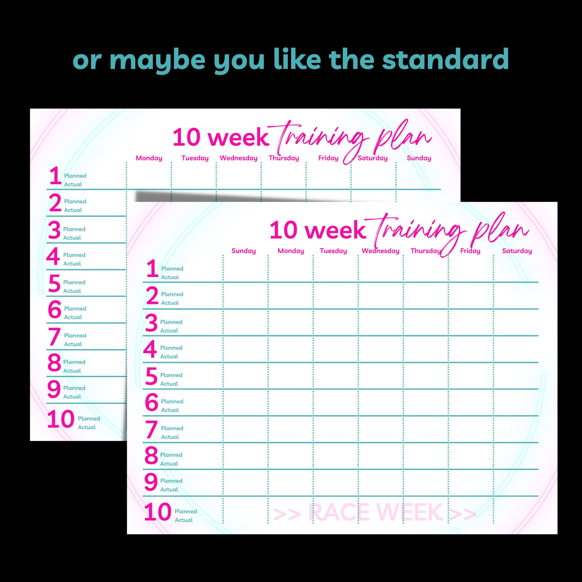 10-week Training Plan Template, Self Coached Athlete, Endurance Race ...