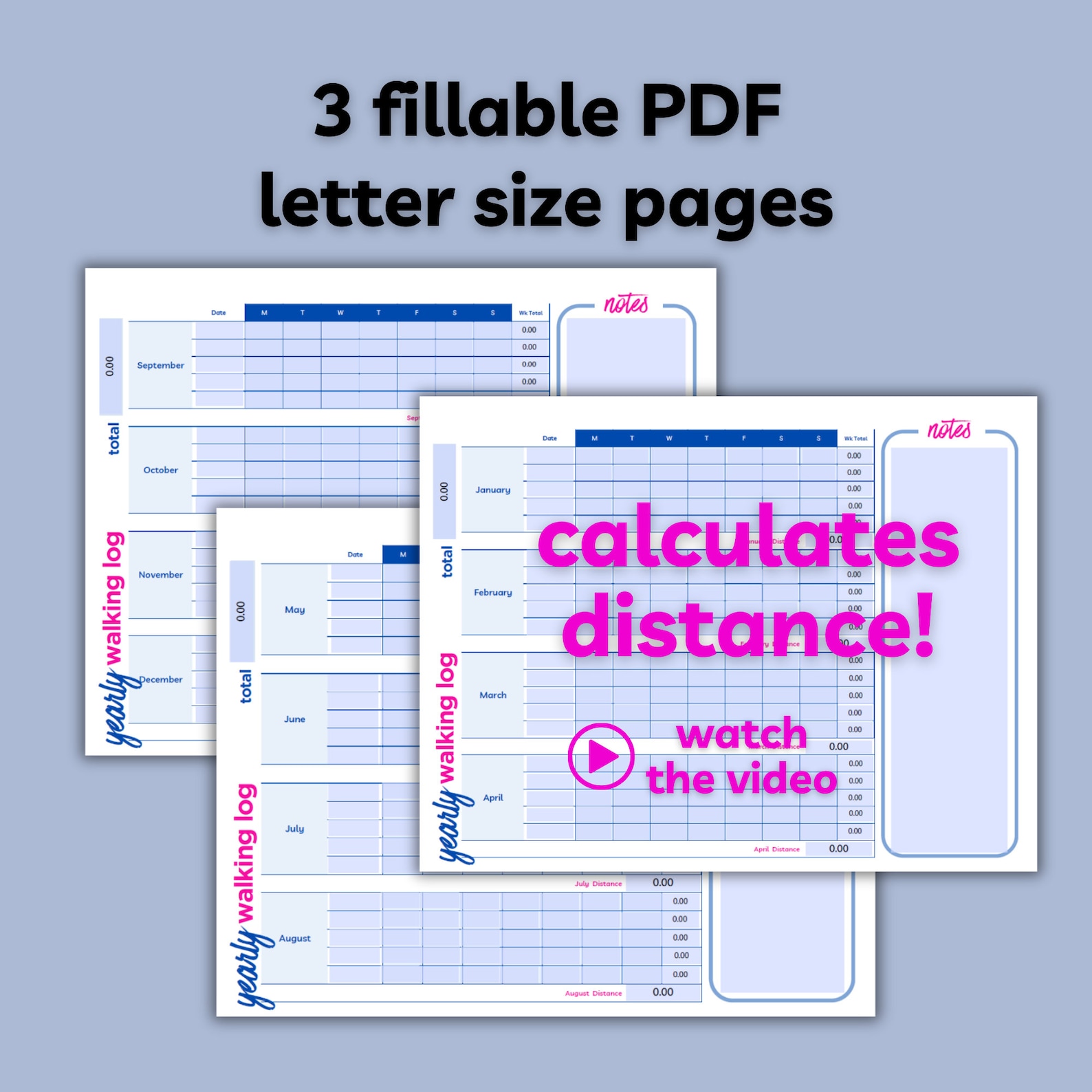 Monthly Walking Log Chart, Walking Tracker, Walking Challenge, 30-day ...