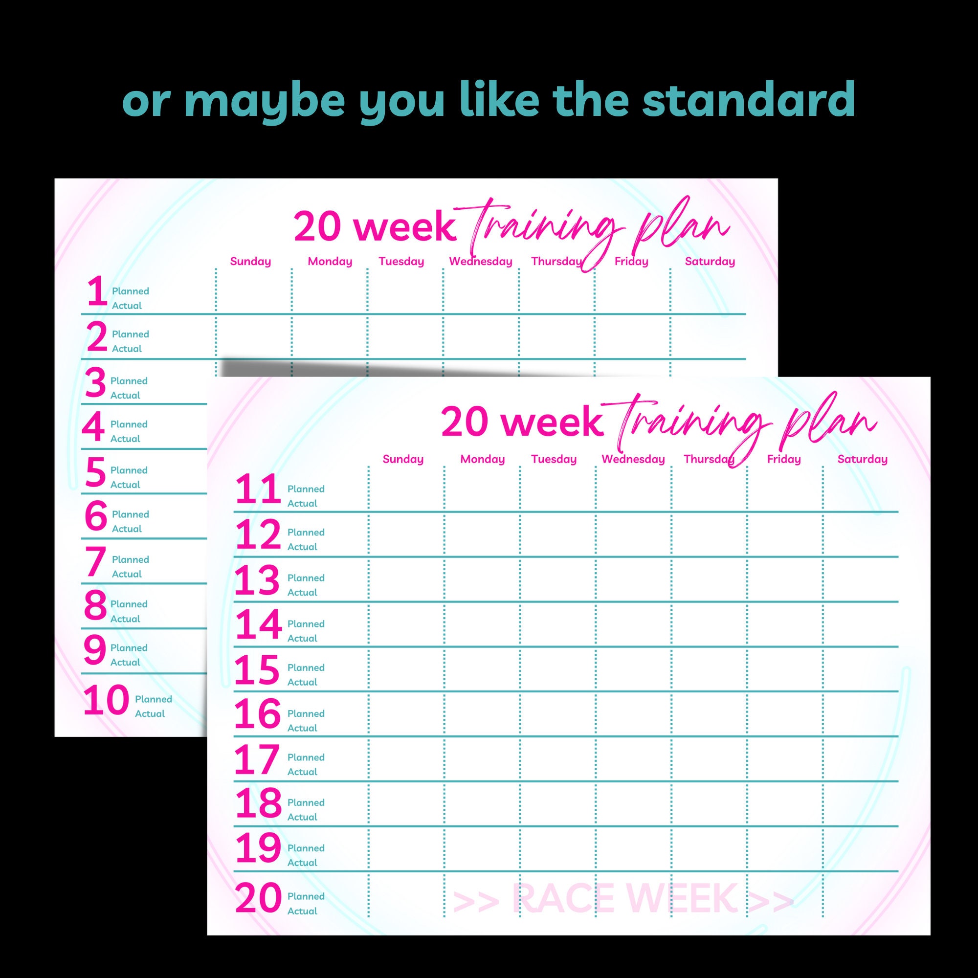 20-week Training Plan Template, Self Coached Athlete, Endurance Race ...