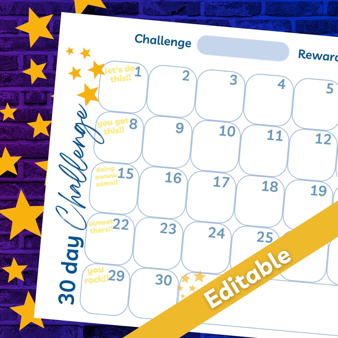 30 Day Challenge Template, Workout Tracker, Habit Tracker, Fitness ...