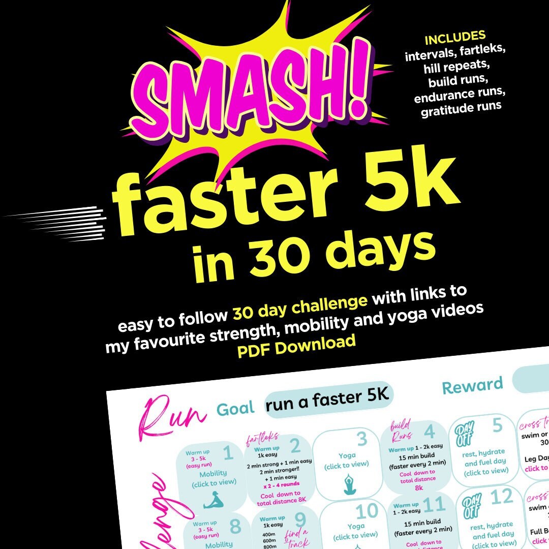 Faster 5K 30-day Run Challenge, Printable Running Tracker, Workout ...