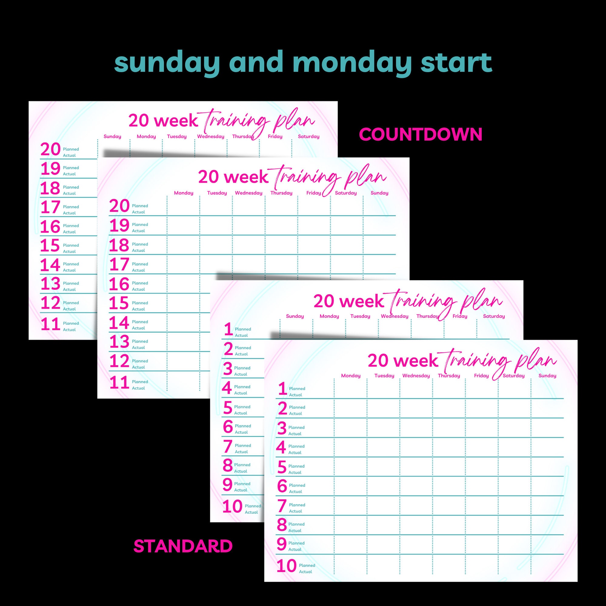 20-week Training Plan Template, Self Coached Athlete, Endurance Race ...