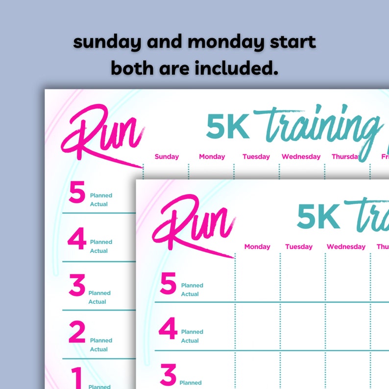 5 Week 5K Run Training Plan Template (printable and Fillable PDF) - Etsy
