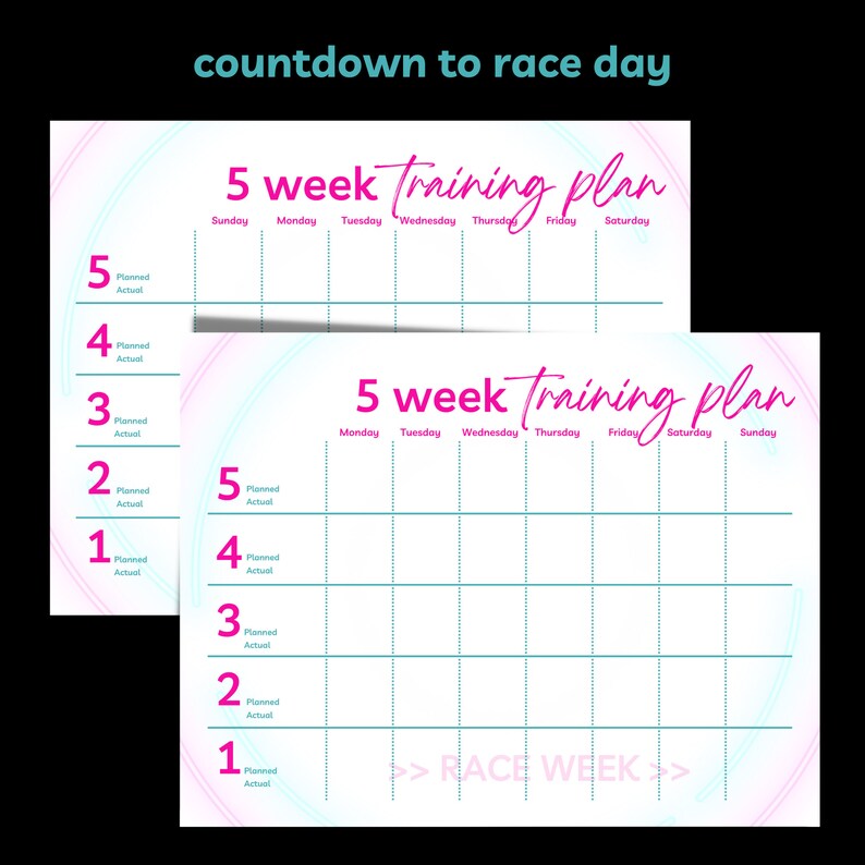 5-week Training Plan Template, Self Coached Athlete, Endurance Race ...