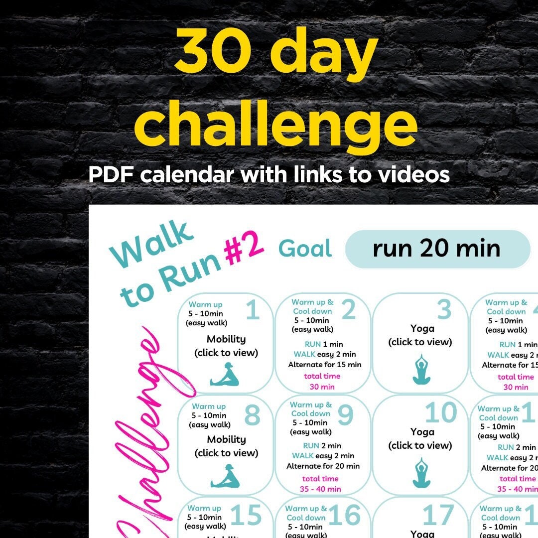 Walk to Run 4 Week Training Plan Beginners Running 5K - Etsy