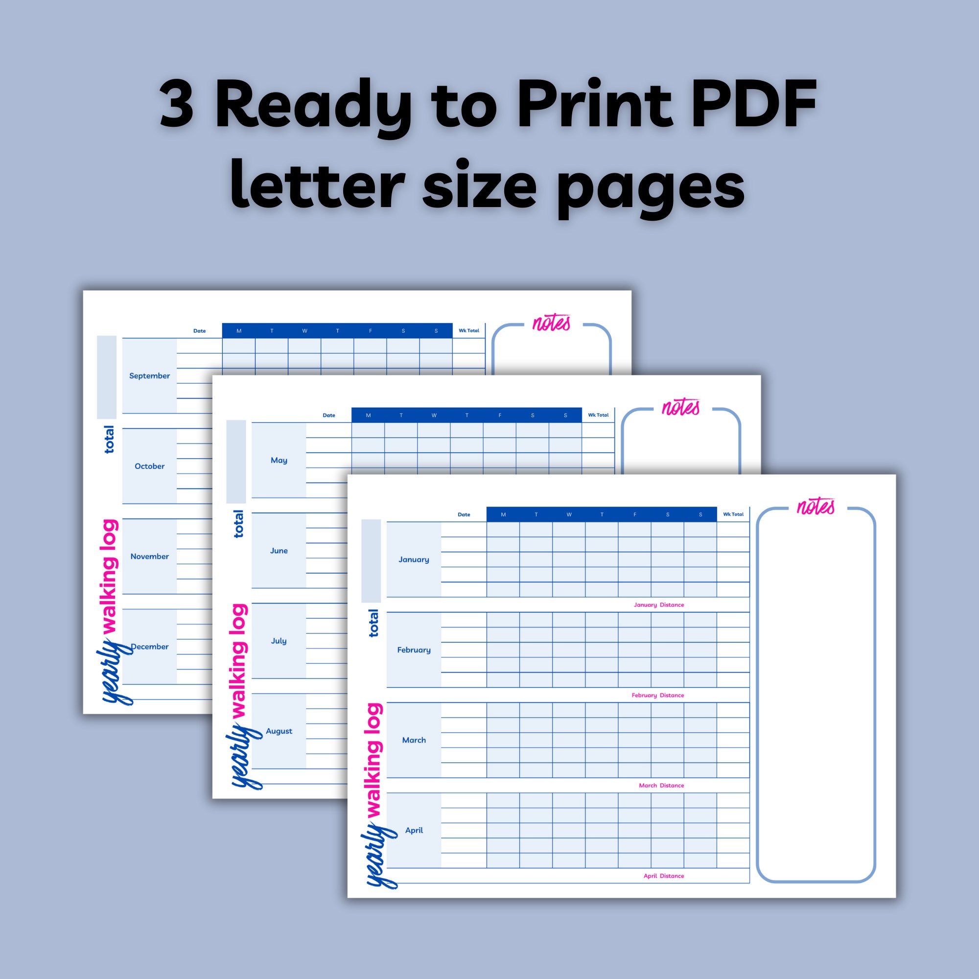 Monthly Walking Log Chart, Walking Tracker, Walking Challenge, 30-day ...