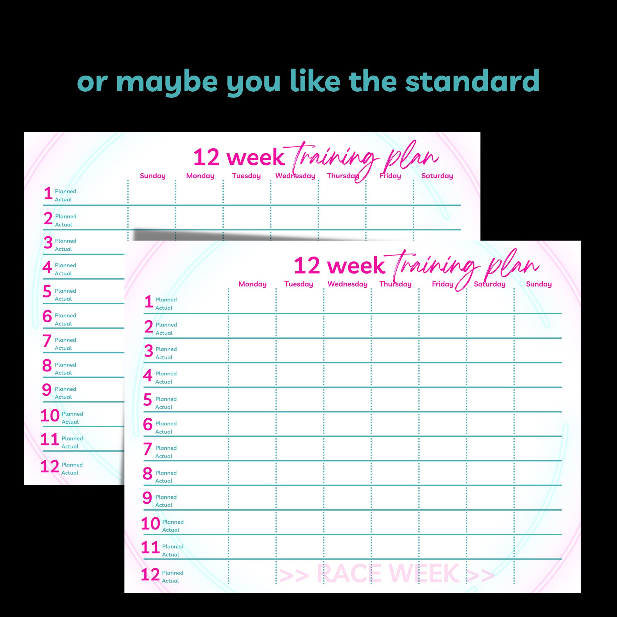 12-week Training Plan Template, Self Coached Athlete, Endurance Race ...