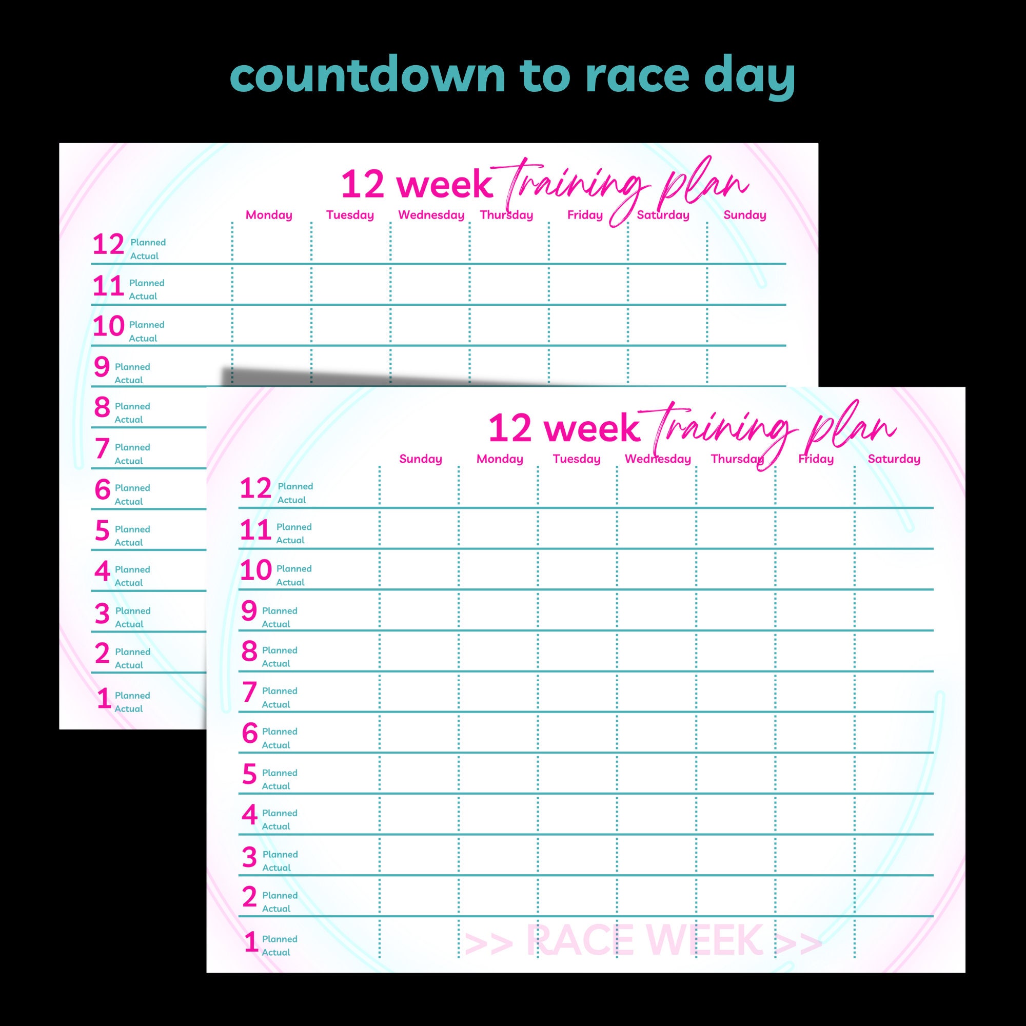 12-week Training Plan Template, Self Coached Athlete, Endurance Race ...