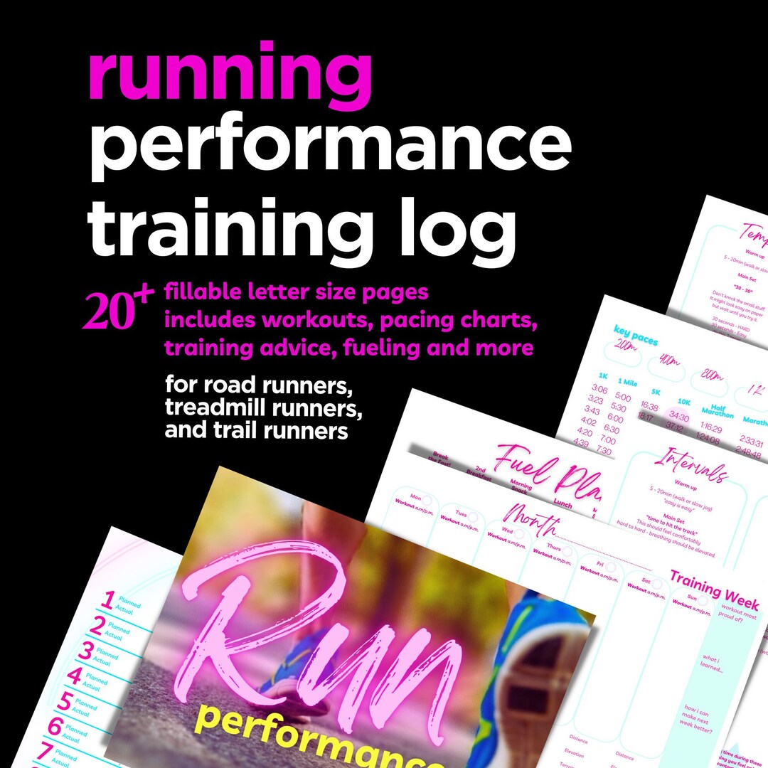 Running Planner for Women and Girls, Run Pacing Chart, Runners Training ...