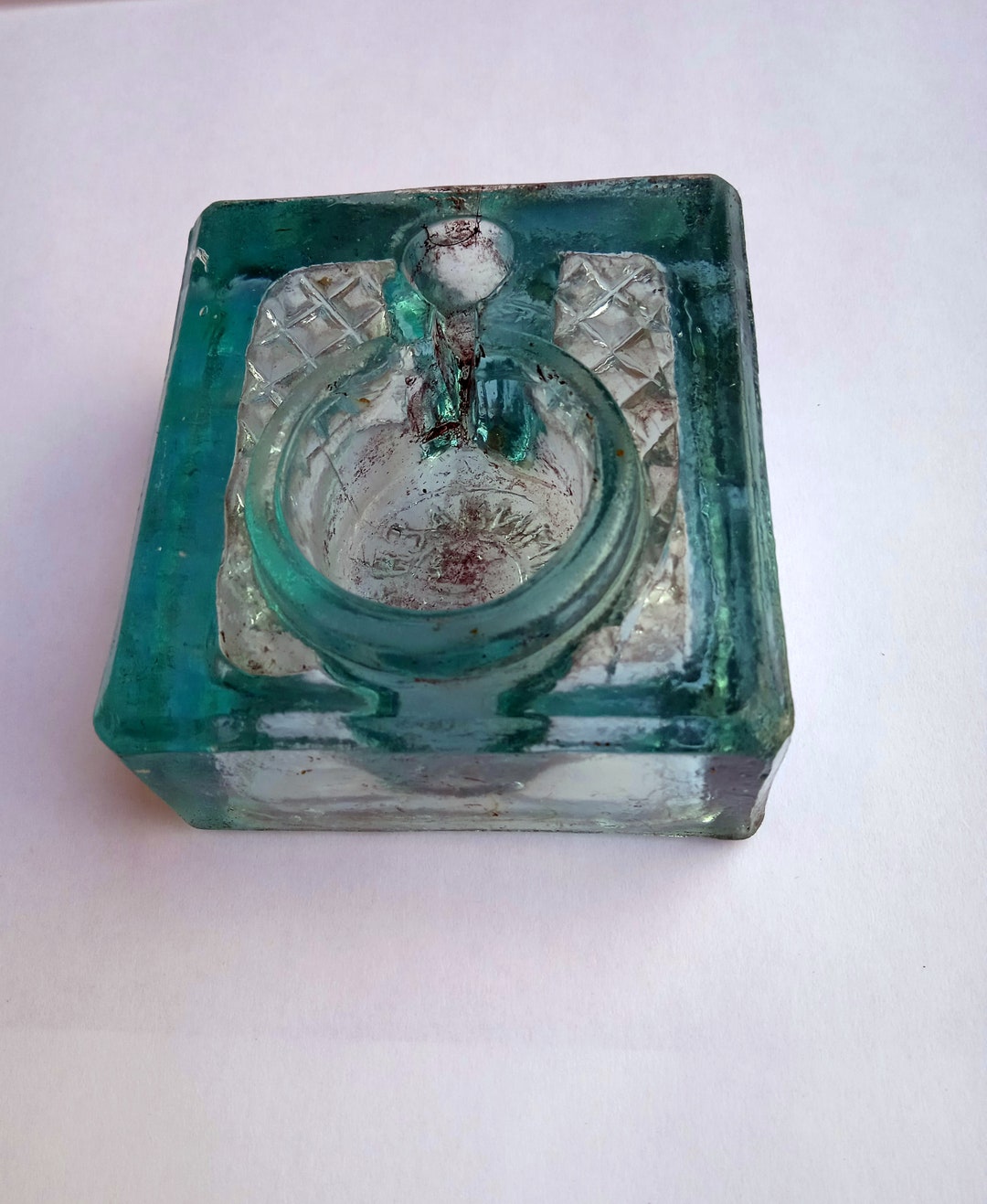 Stationery Dark Blue Glass Inkwell Set Ink Well Bottles Old Glass Small ...