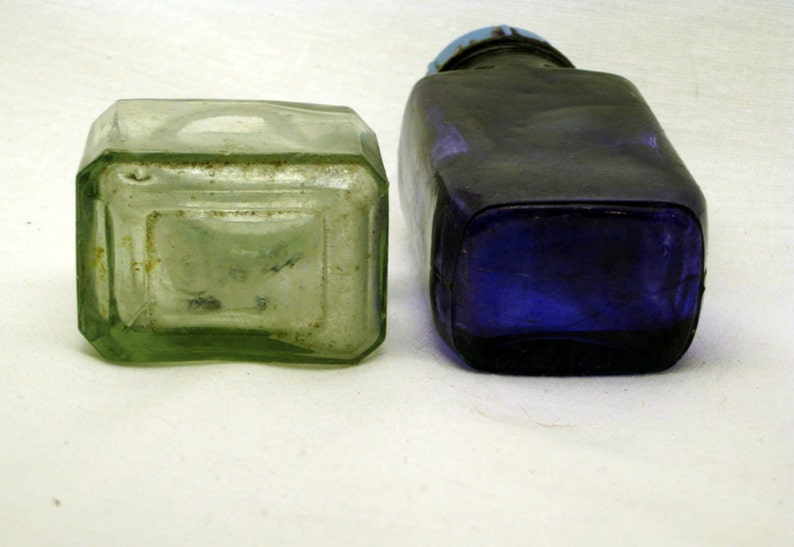 Stationery Inkwell set ink well bottles old glass small | Etsy