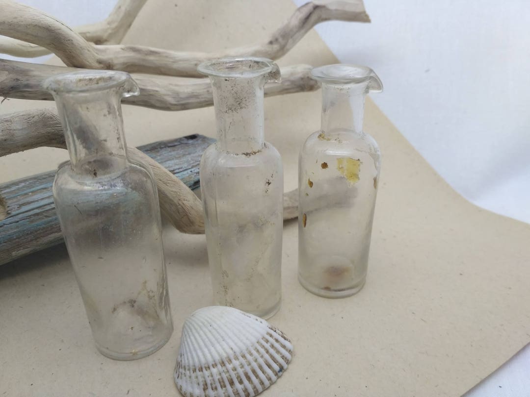 Antique Miniature Glass Bottles: Set of 3 Vintage Medicine Vials - Etsy