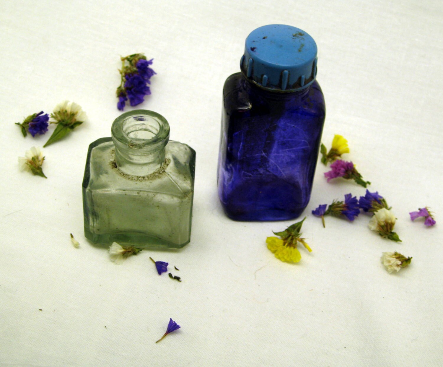 Stationery Inkwell set ink well bottles old glass small | Etsy