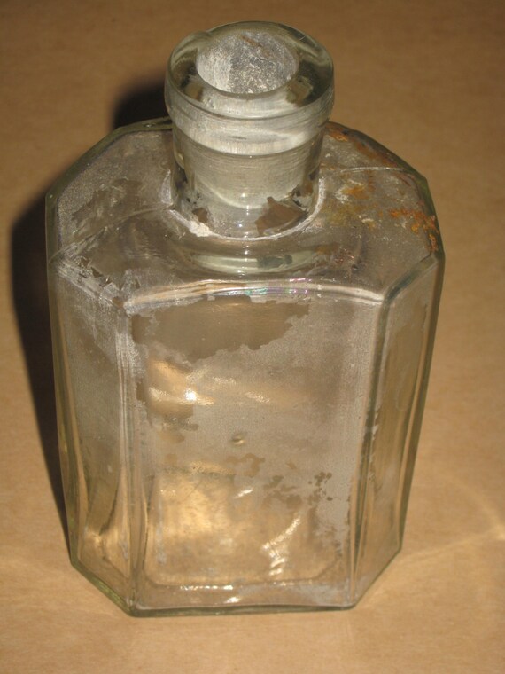 Glass bottle vase antique small vial clear water shabby chic | Etsy