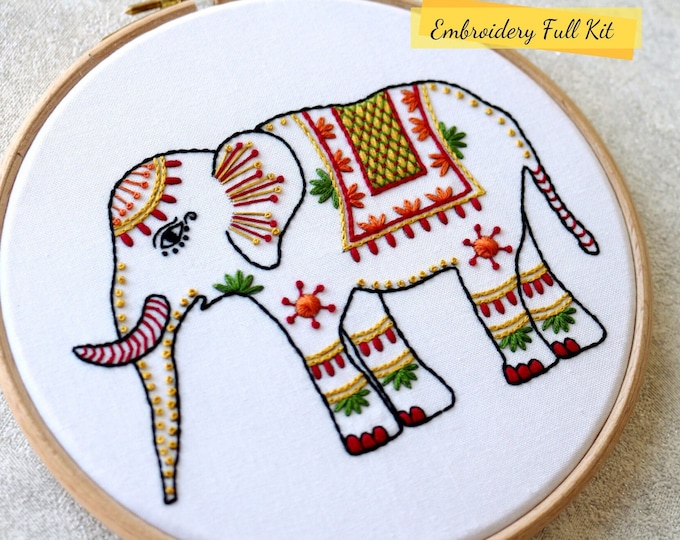 Elephant Embroidery Kit Embroidery Kit DIY Embroidery Kit Beginner ...