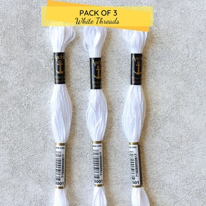White Embroidery Thread- White Colours- Anchor Embroidery Thread- Set ...