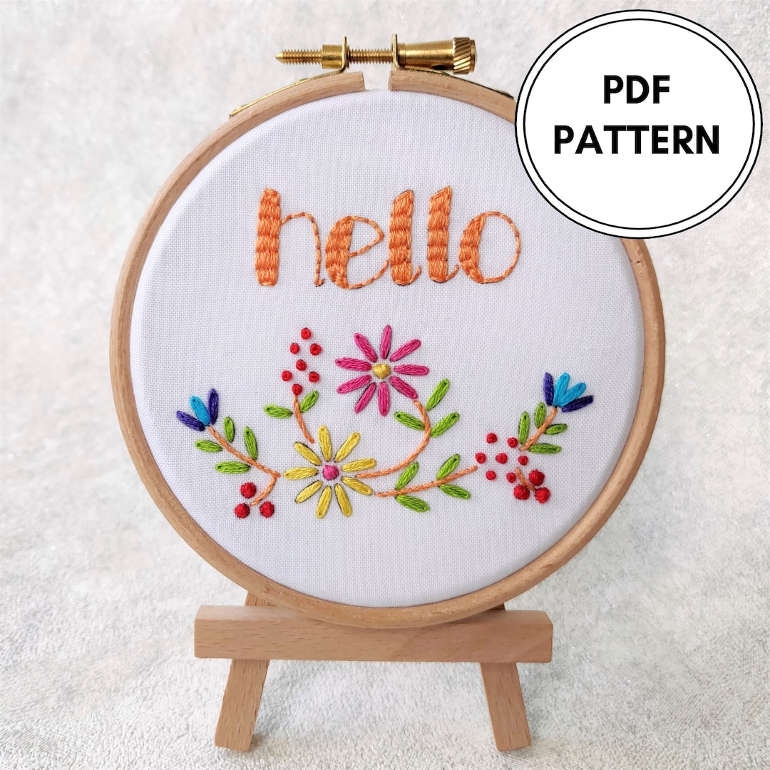 Hello Hand Embroidery Patterns Embroidery Pattern PDF - Etsy
