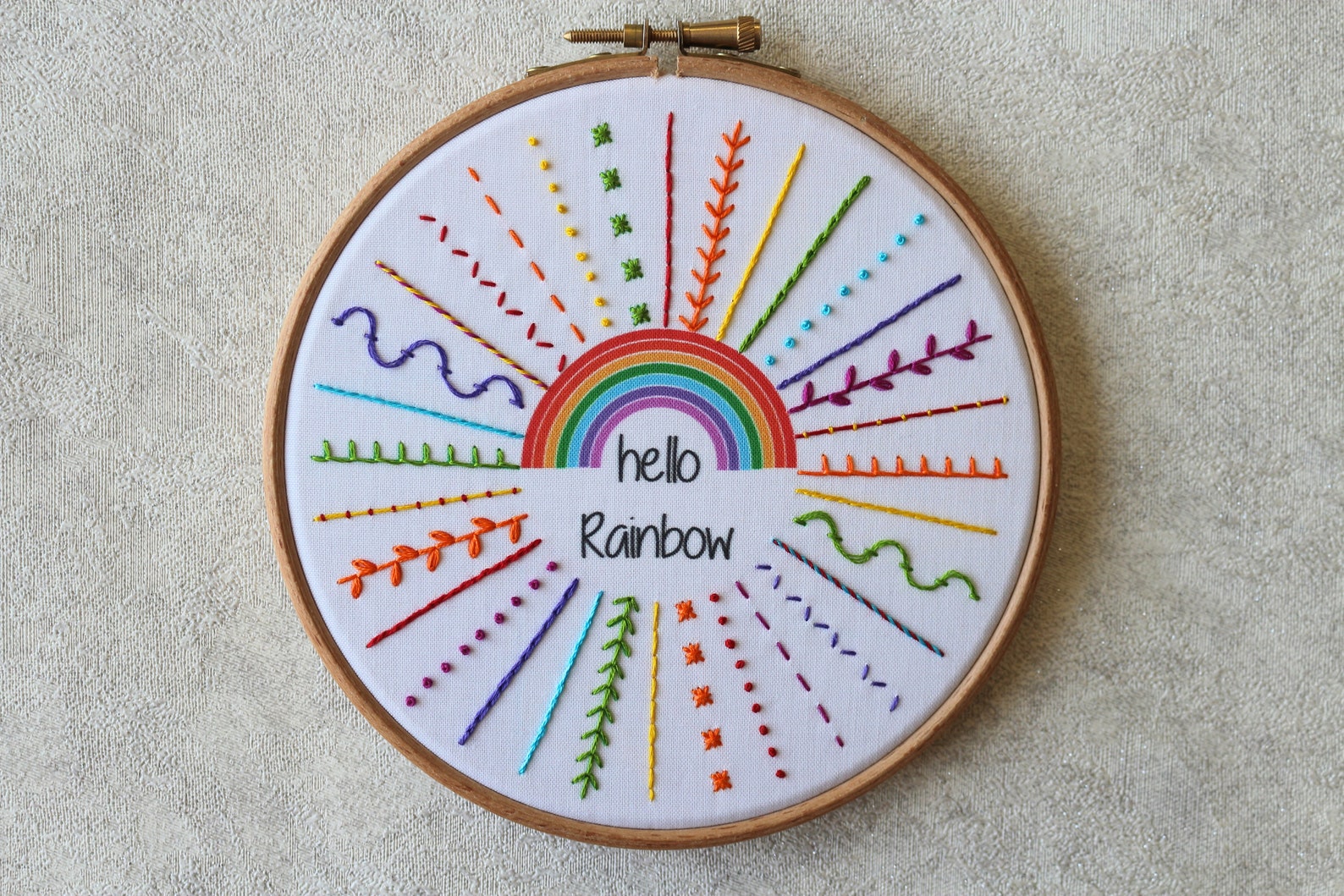 Hello Rainbow Embroidery Kit Embroidery Kit Beginner - Etsy