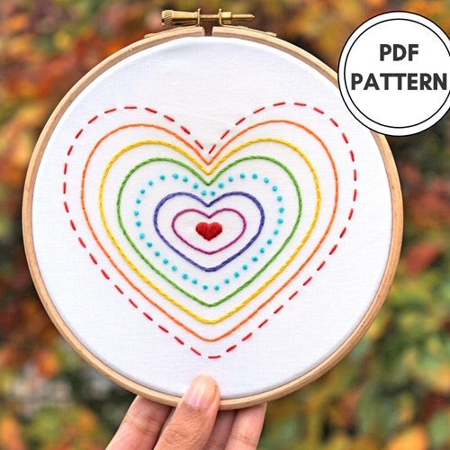 Hearts Embroidery Pattern PDF Embroidery Pattern Beginner - Etsy