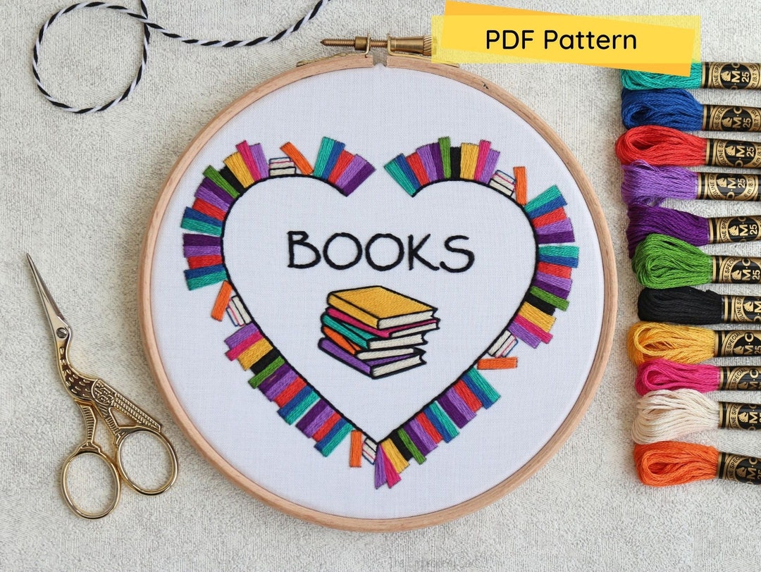 Books Embroidery Pattern PDF Pattern Beginner Embroidery - Etsy