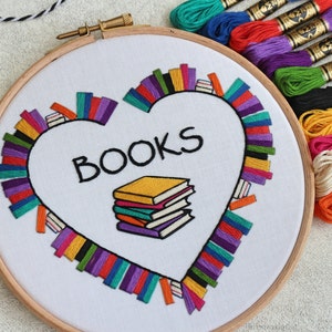 Books Embroidery Pattern- PDF Pattern- Beginner Embroidery- Digital ...