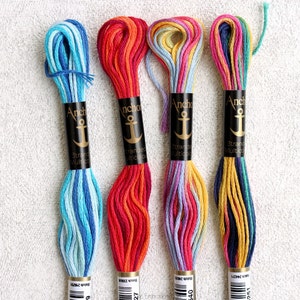 Anchor Multicolour Embroidery Thread Bundle- Set of 4 Skeins- Anchor ...