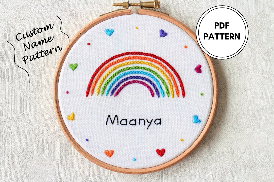 Rainbow Embroidery Pattern- Custom Rainbow Name- Digital Download- PDF ...