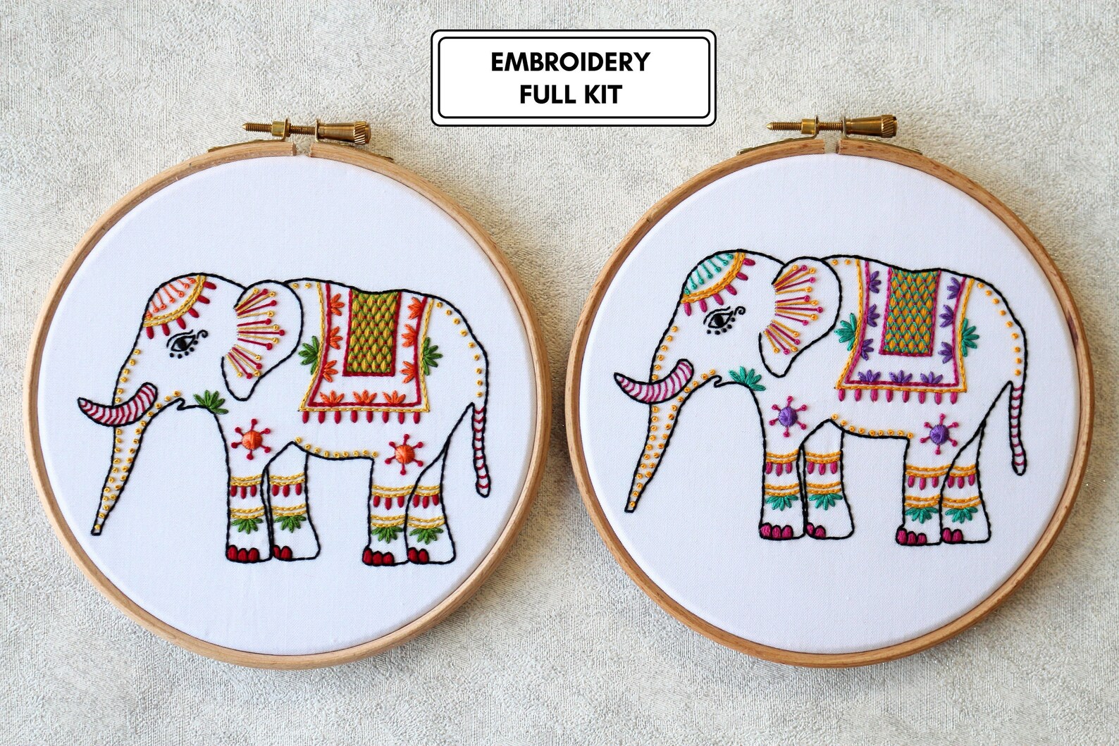 Elephant Embroidery Kit Embroidery Kit DIY Embroidery Kit | Etsy