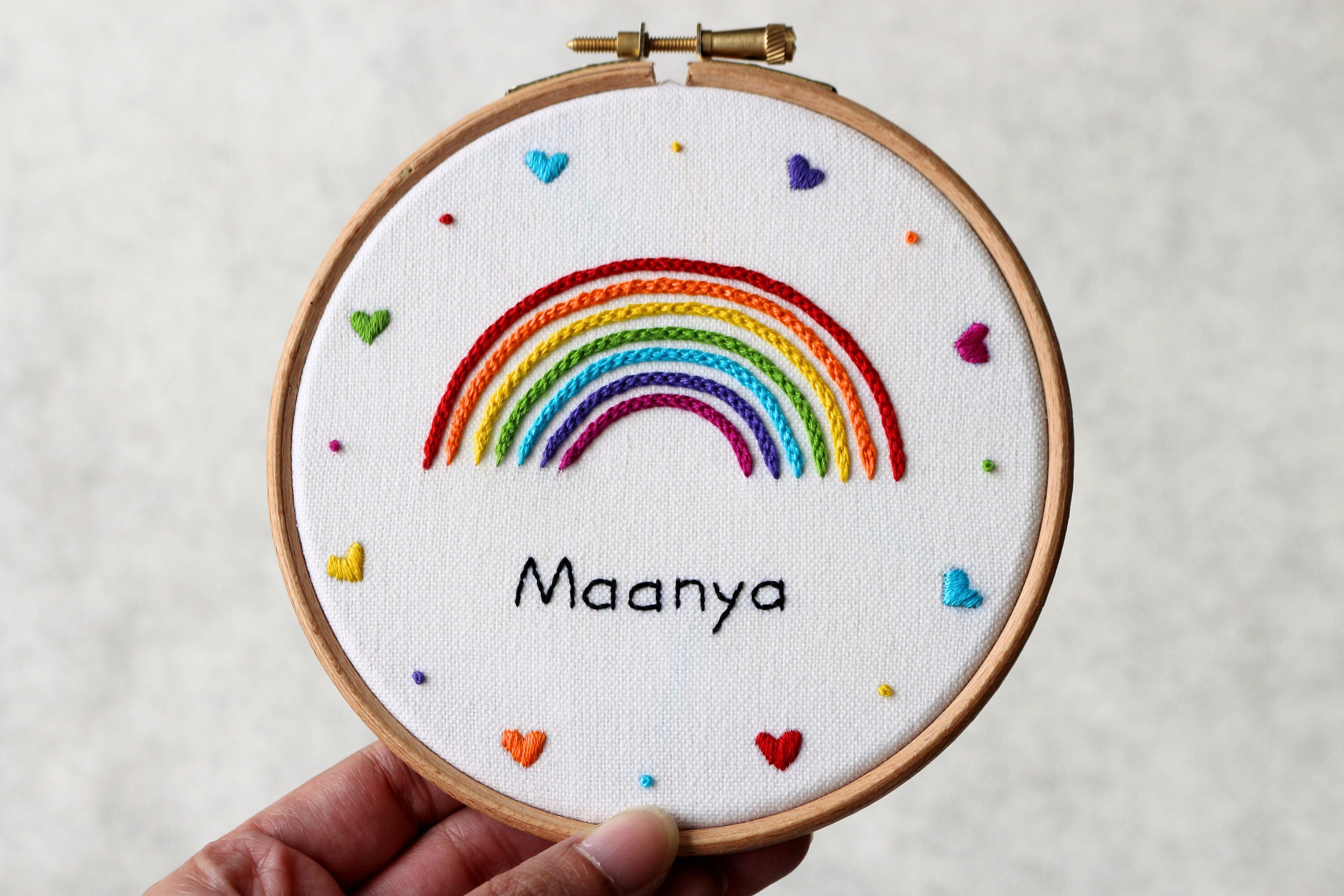 Rainbow Embroidery Pattern Custom Rainbow Name Digital | Etsy UK