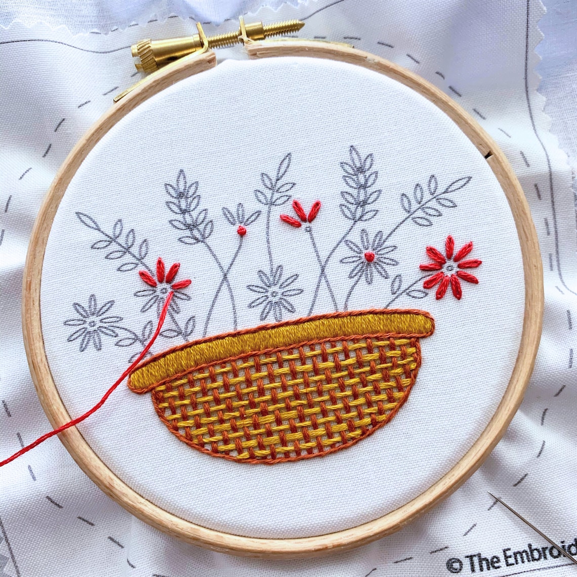 Flower Basket Embroidery Pattern PDF Embroidery Pattern - Etsy UK