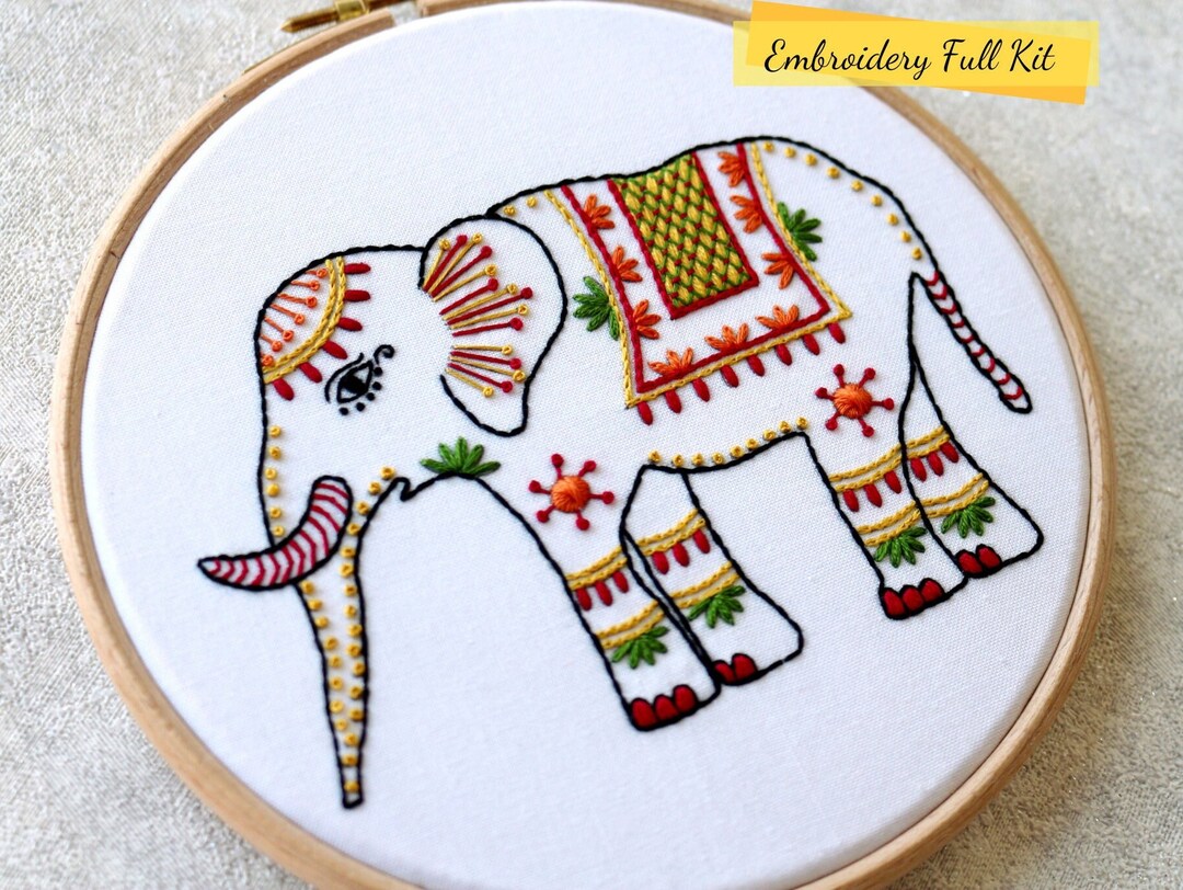 Elephant Embroidery Kit Embroidery Kit DIY Embroidery Kit Beginner ...