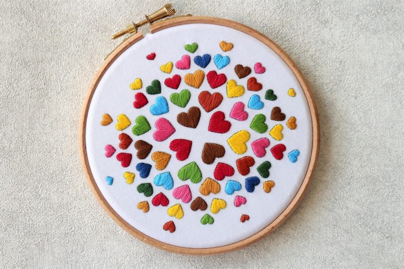 Hearts Embroidery Pattern PDF Embroidery Pattern Beginner - Etsy UK