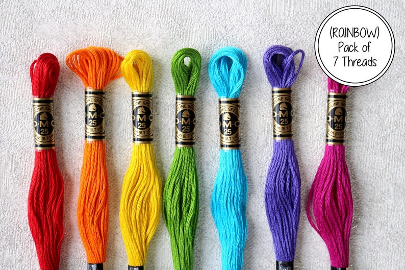 Rainbow Colours DMC Stranded Cotton Embroidery Thread Set of | Etsy