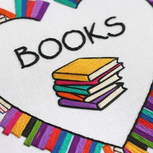 Books Embroidery Pattern- PDF Pattern- Beginner Embroidery- Digital ...