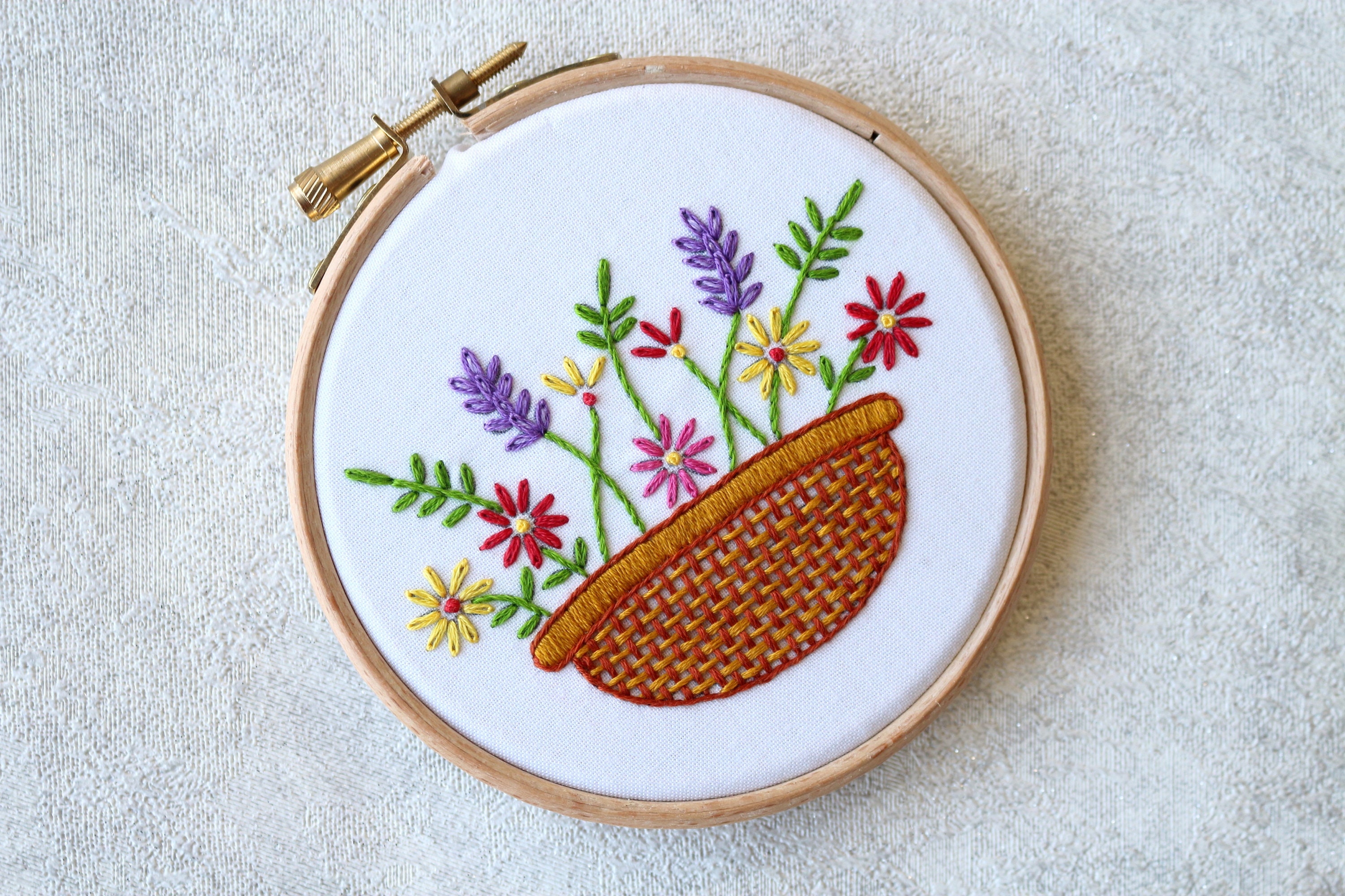 Flower Basket Embroidery Kit Embroidery Kit Beginner - Etsy UK